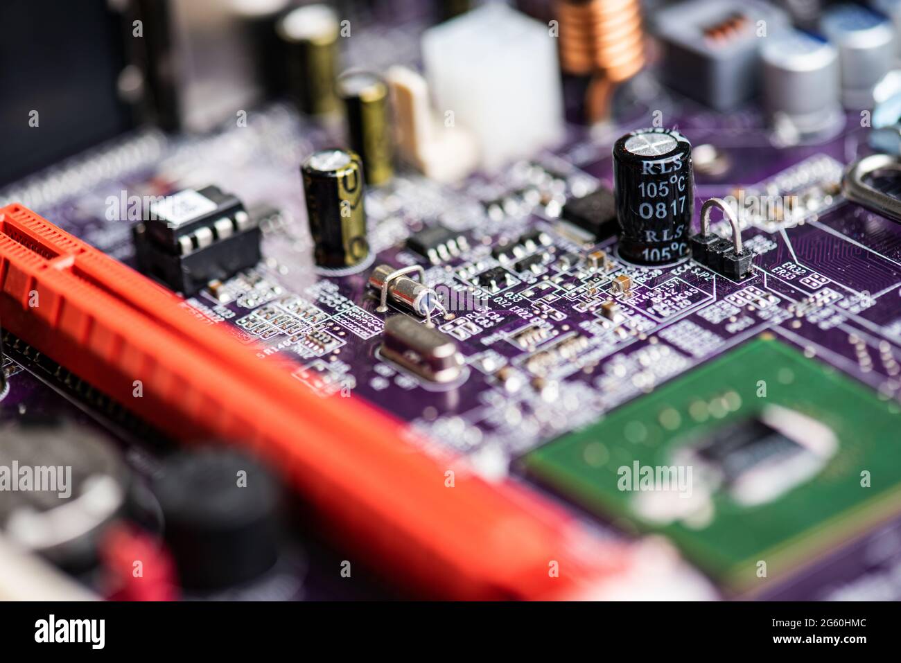 Close up image of circuit boards taken from old PC desk top computers ...