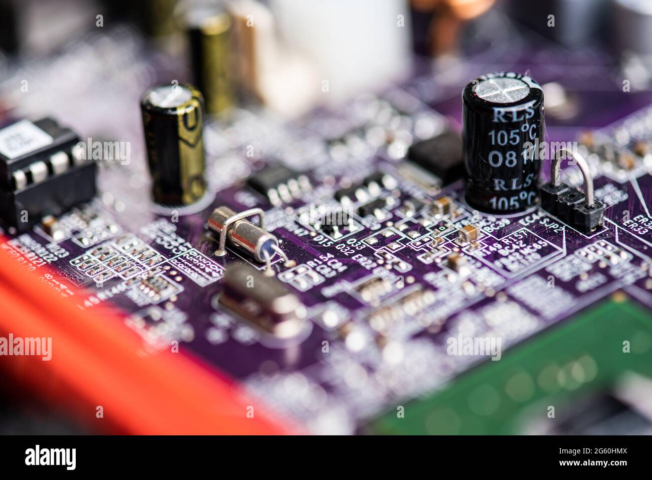 Close up image of circuit boards taken from old PC desk top computers ...