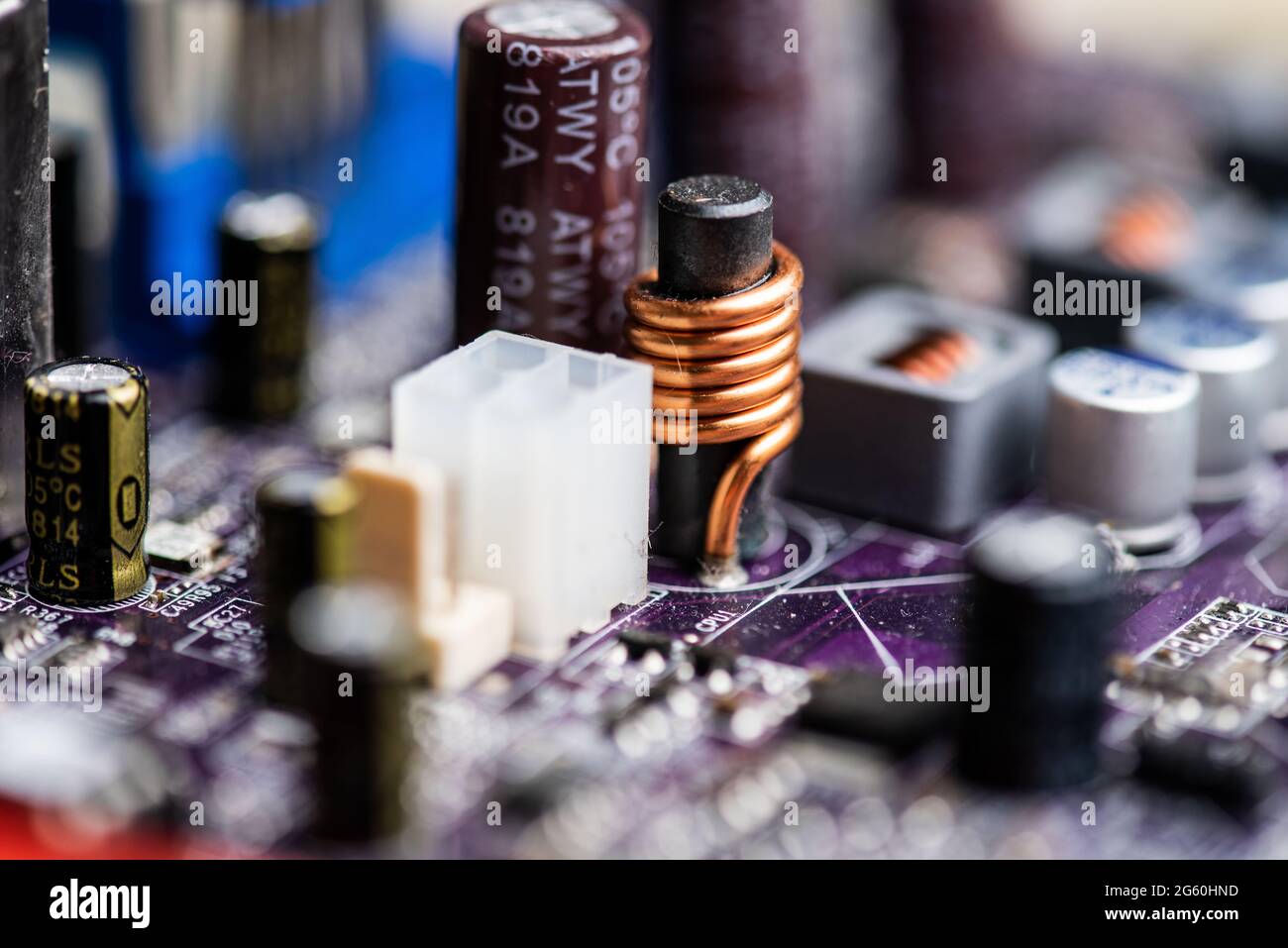 Close up image of circuit boards taken from old PC desk top computers ...