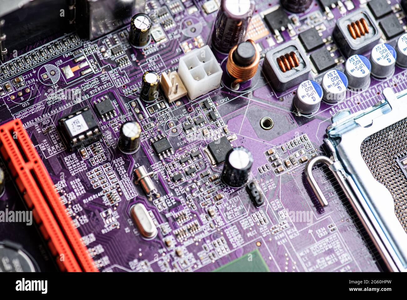 Close up image of circuit boards taken from old PC desk top computers ...