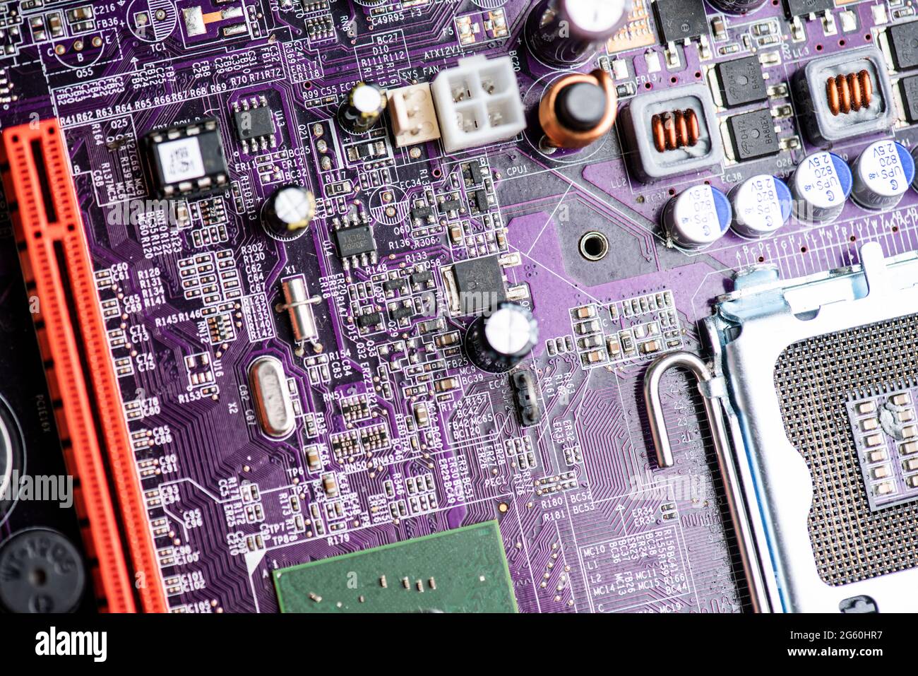 Close up image of circuit boards taken from old PC desk top computers ...