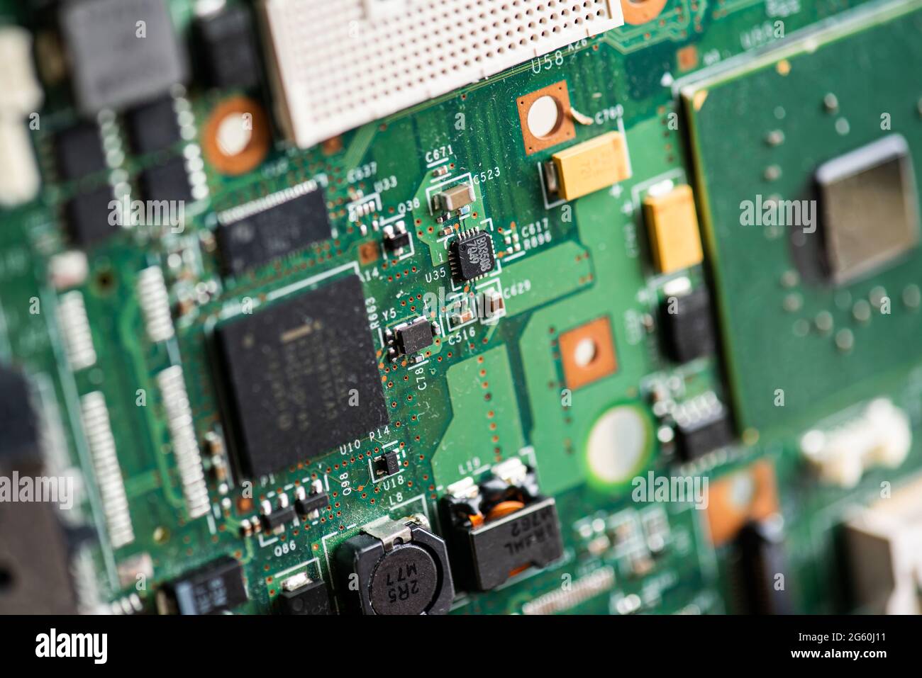 Close up image of circuit boards taken from old PC desk top computers ...