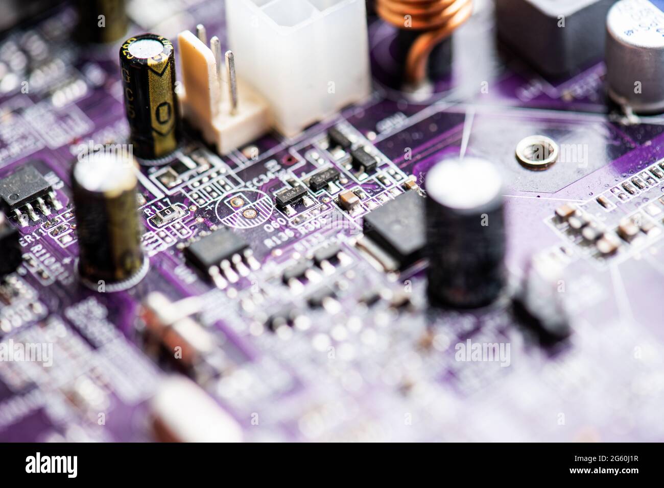 Close up image of circuit boards taken from old PC desk top computers ...