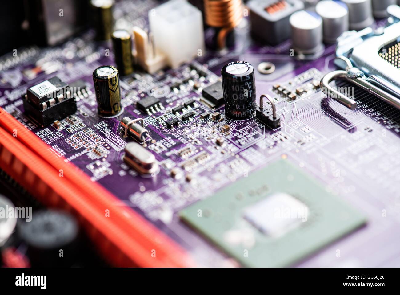 Close up image of circuit boards taken from old PC desk top computers ...