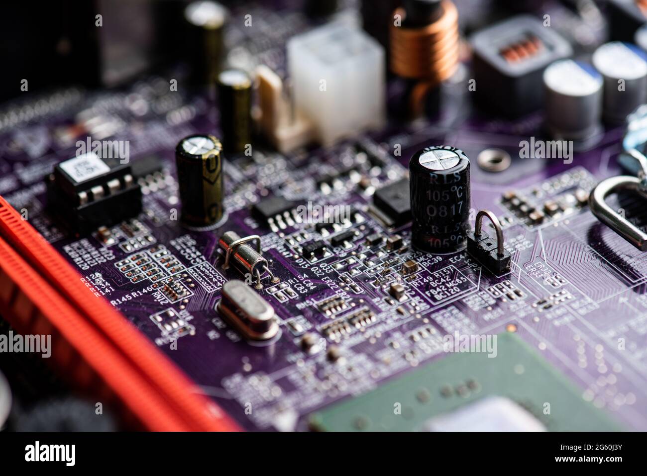 Close up image of circuit boards taken from old PC desk top computers ...