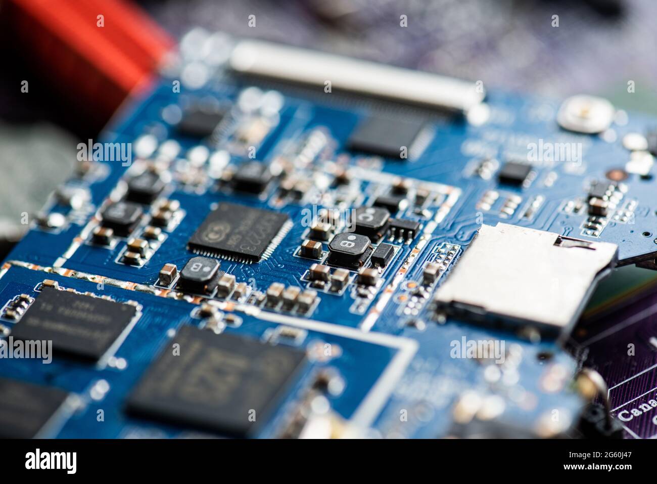 Close up image of circuit boards taken from old PC desk top computers ...