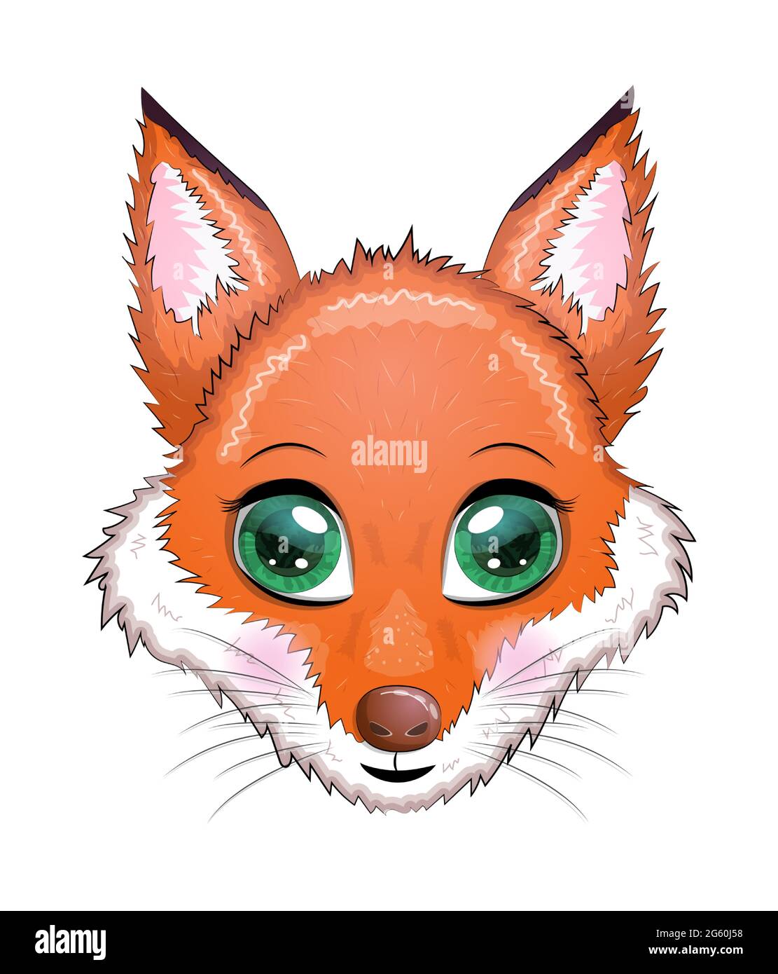 Cute red fox muzzle on a white background Stock Vector Image & Art - Alamy