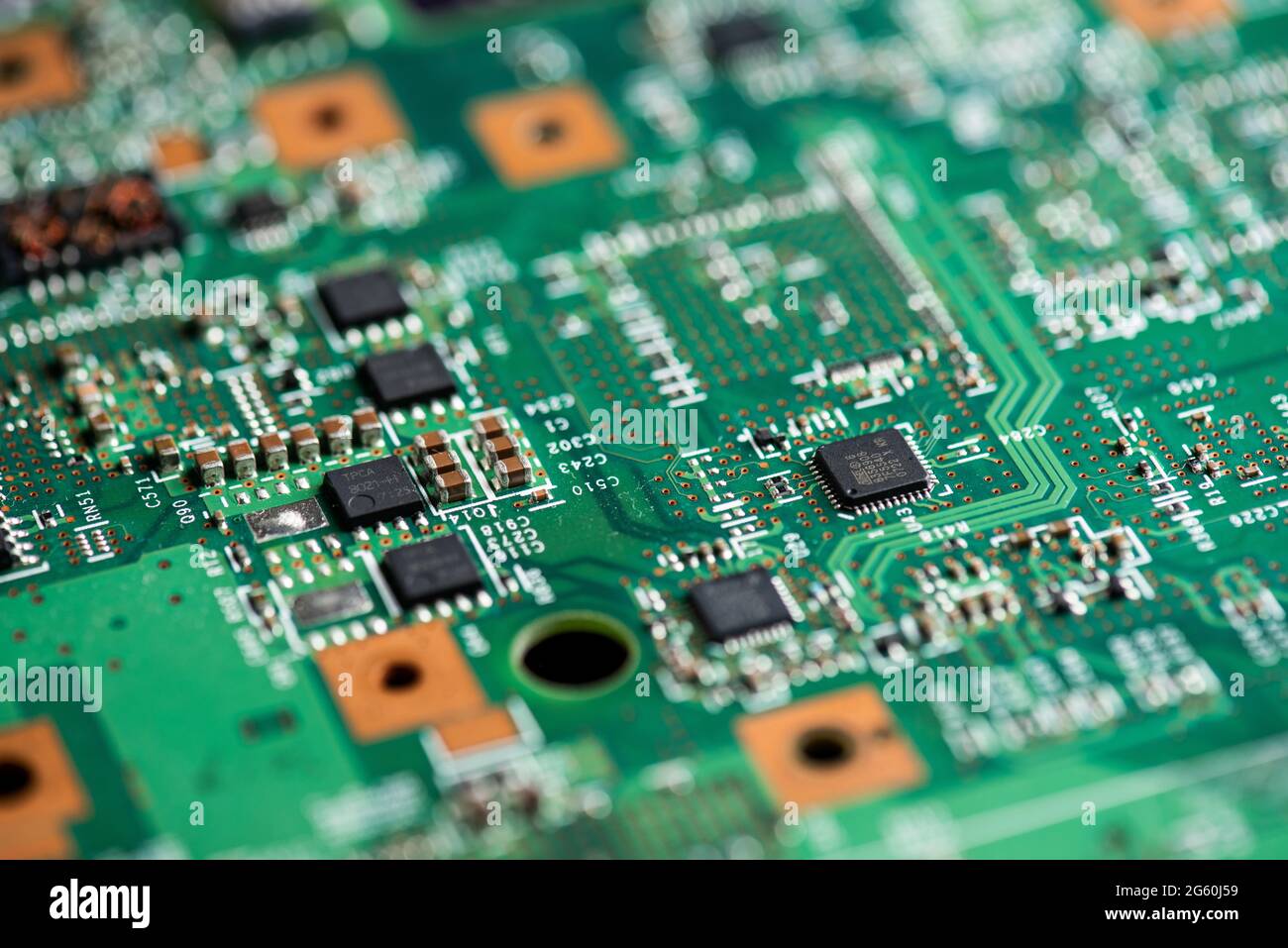 Close up image of circuit boards taken from old PC desk top computers ...