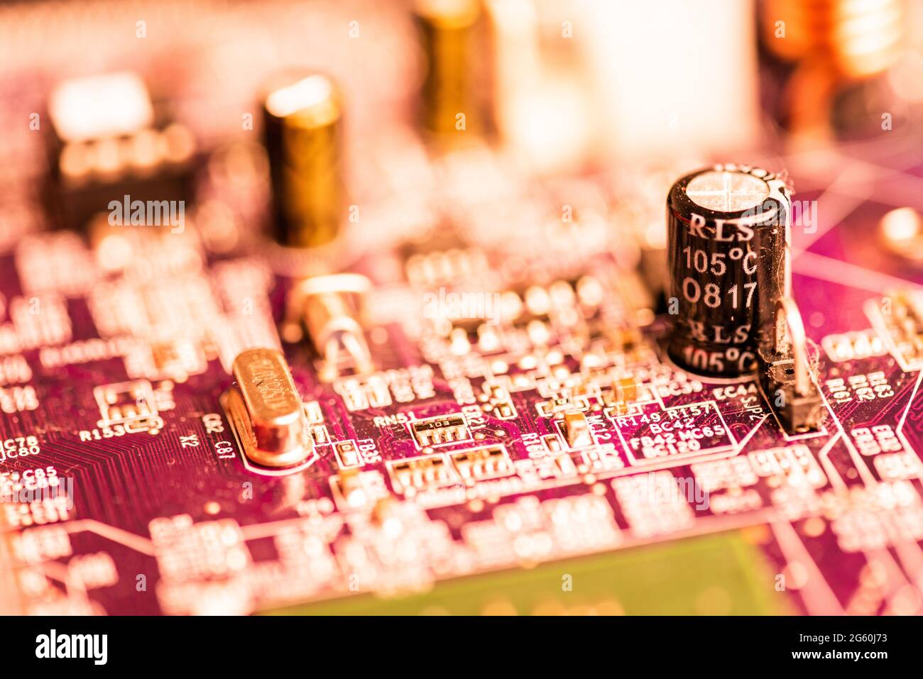 Close up image of circuit boards taken from old PC desk top computers ...