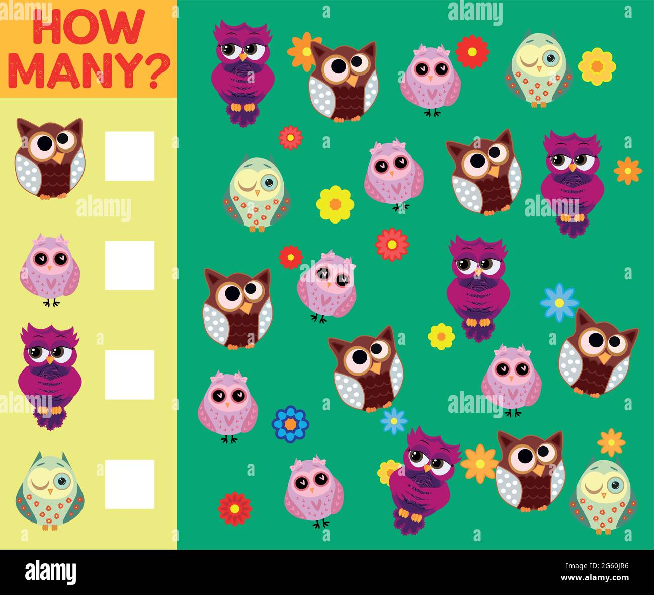 Cartoon Illustration of Educational Counting Activity Game for Children ...
