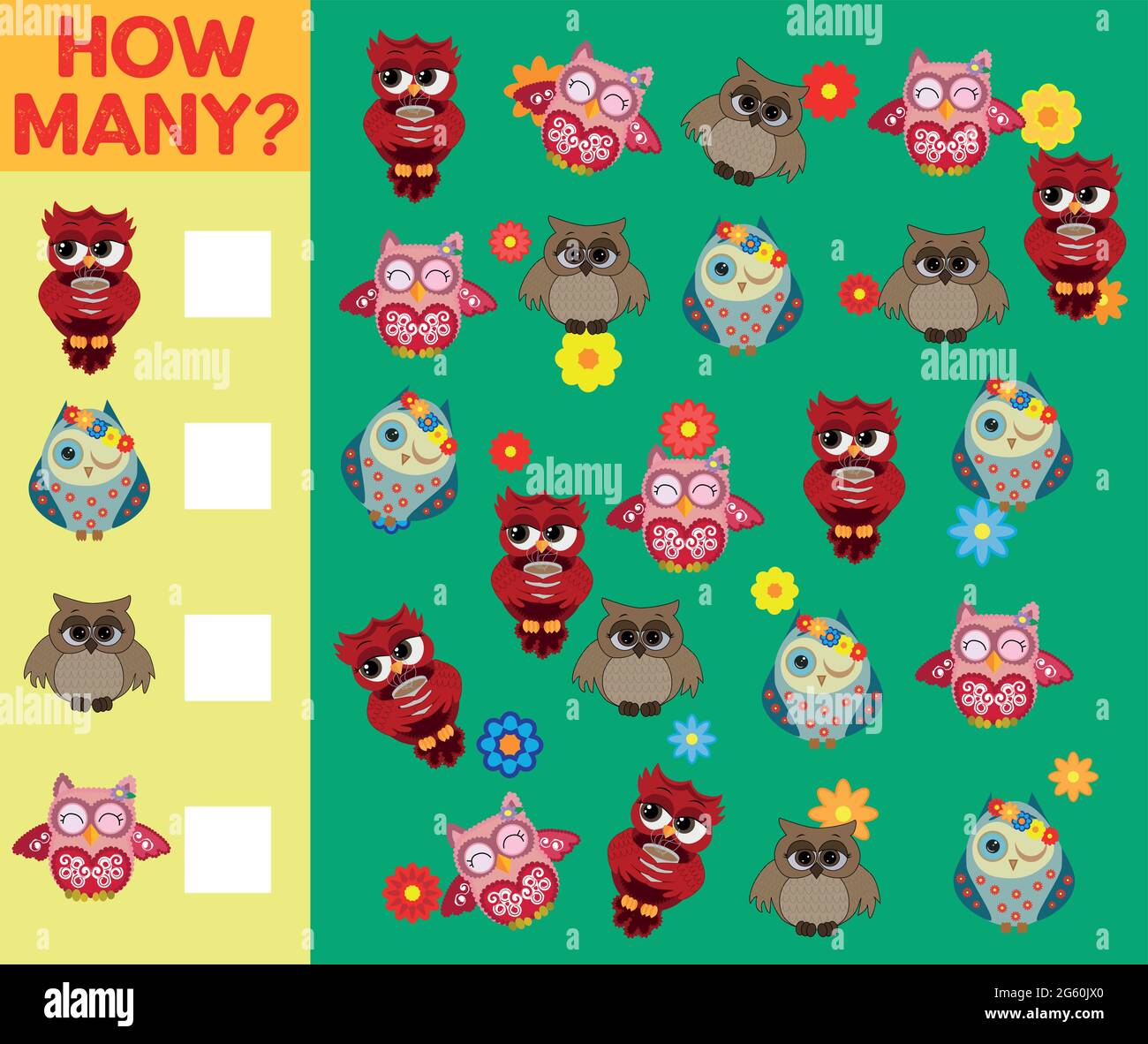 Cartoon Illustration of Educational Counting Activity Game for Children ...