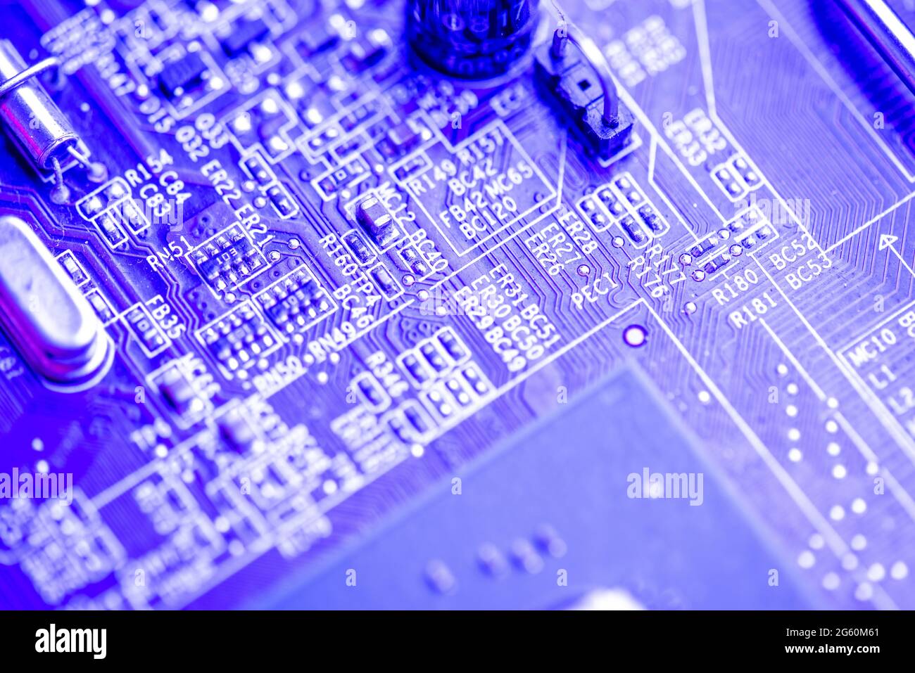 Close up image of circuit boards taken from old PC desk top computers ...