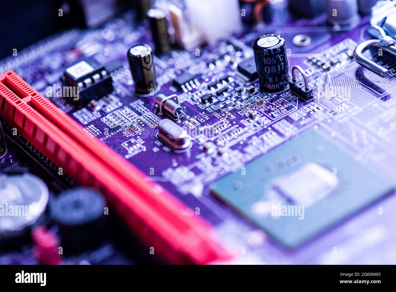 Close up image of circuit boards taken from old PC desk top computers ...