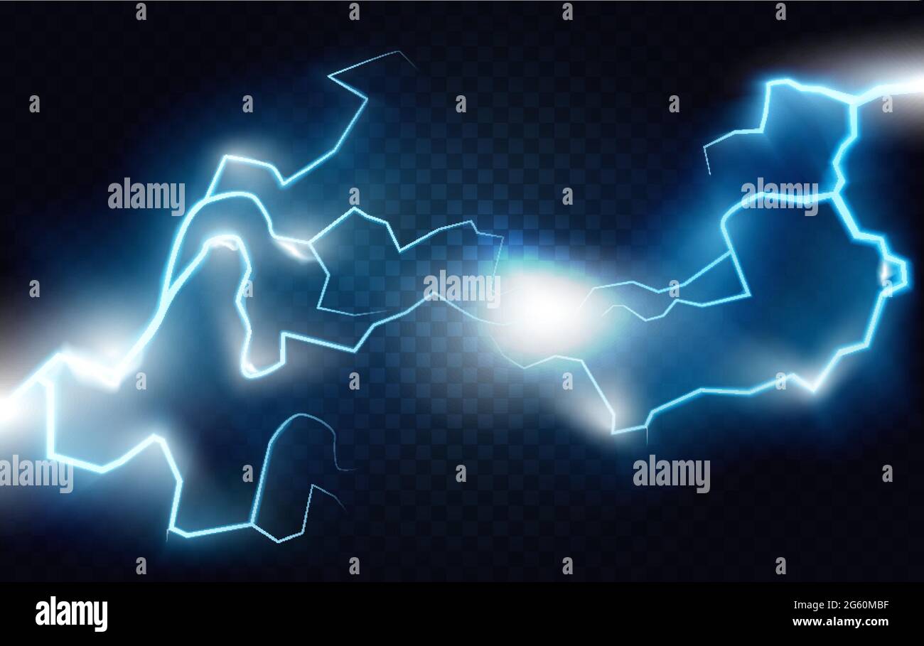Blitz lightning thunder bolt, two abstract realistic blue lightning in ...