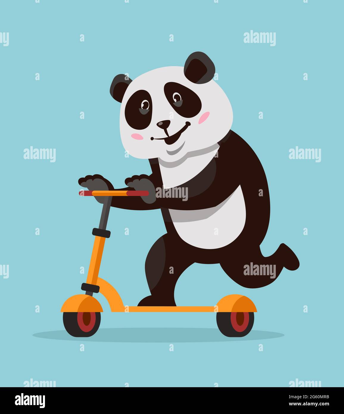 Panda riding scooter. Funny animal in cartoon style Stock Vector Image ...