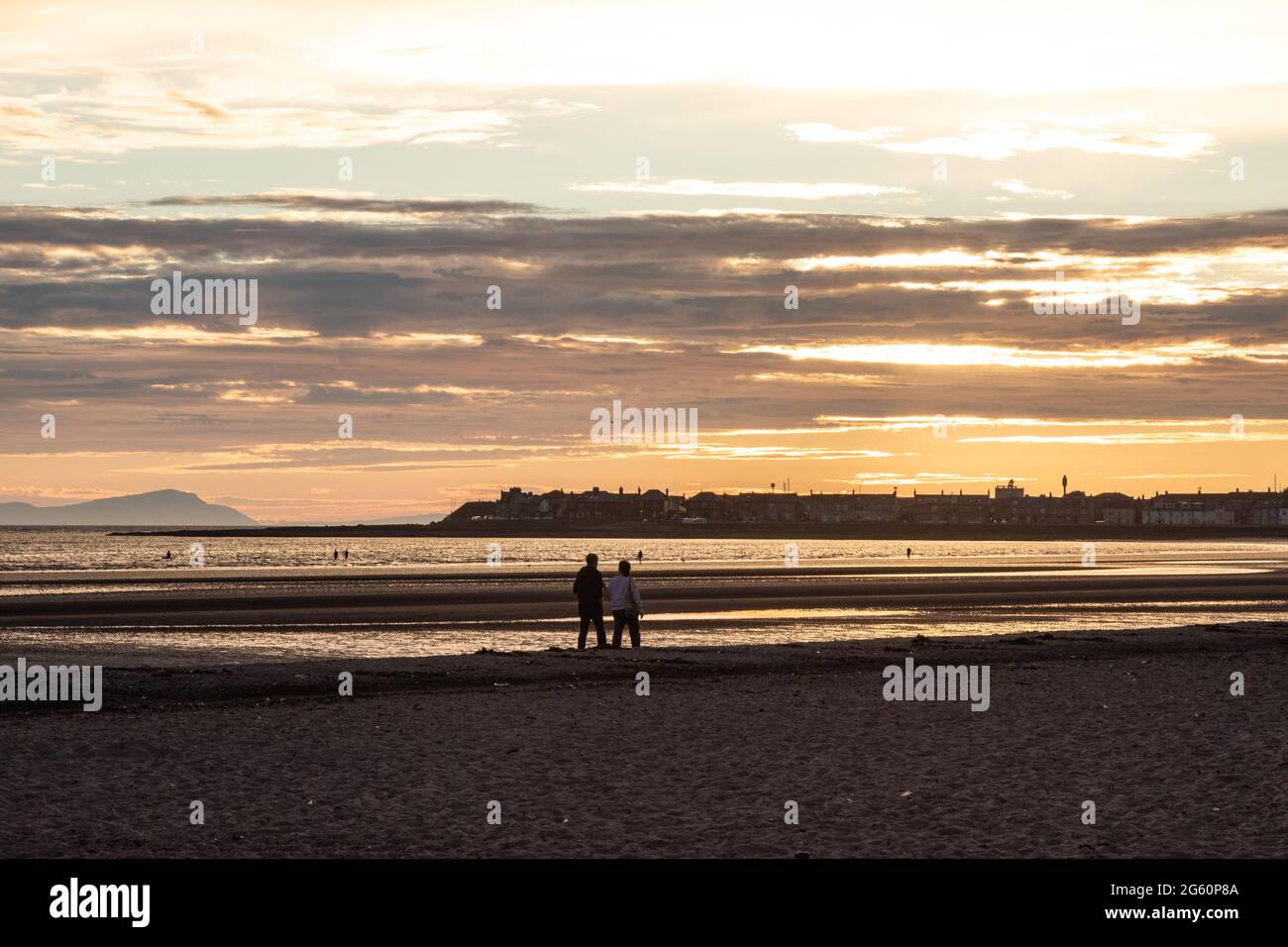 Sunset at Troon Beach Stock Photo - Alamy