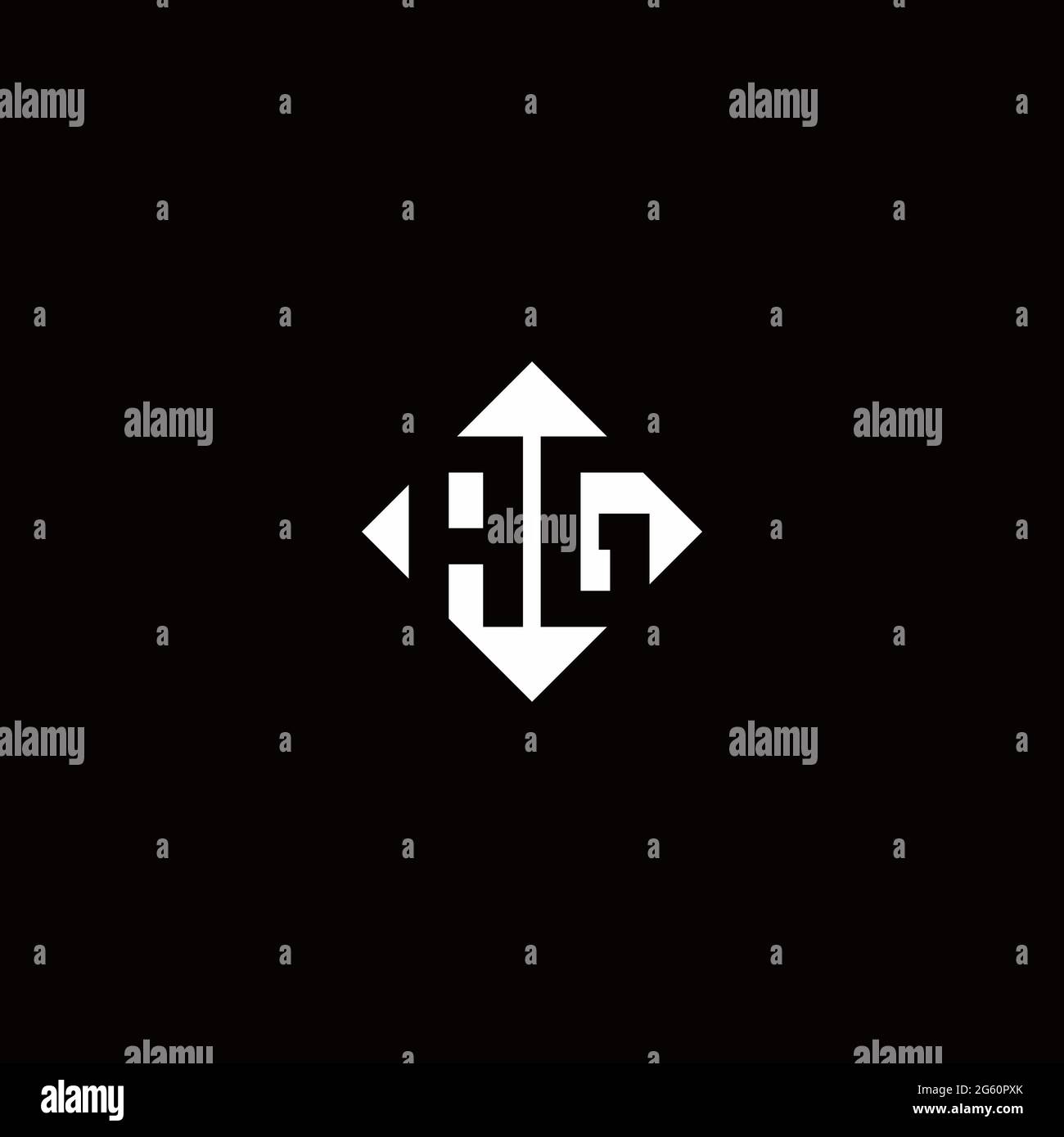 Monogram logo design with diamond square shape isolated on black ...