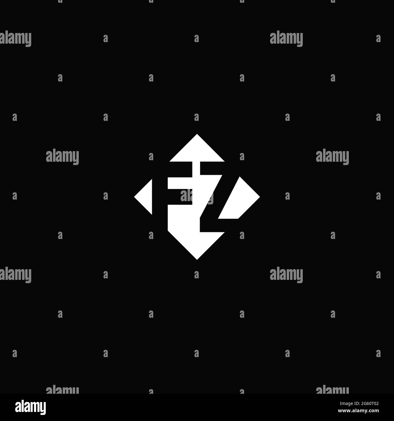 Monogram logo design with diamond square shape isolated on black ...