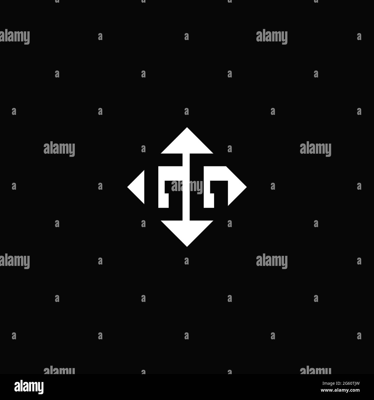 Monogram logo design with diamond square shape isolated on black ...