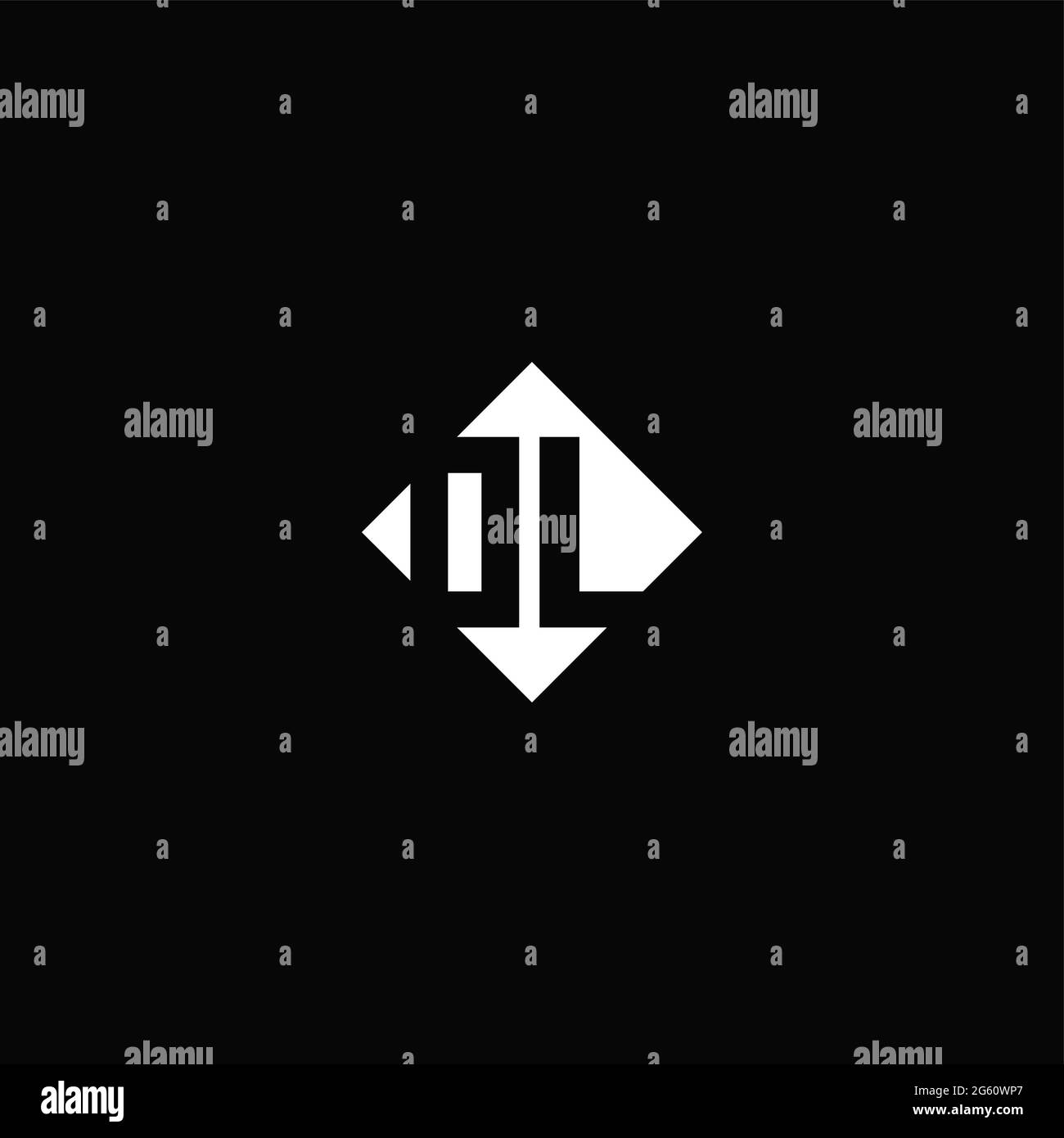 Monogram logo design with diamond square shape isolated on black ...