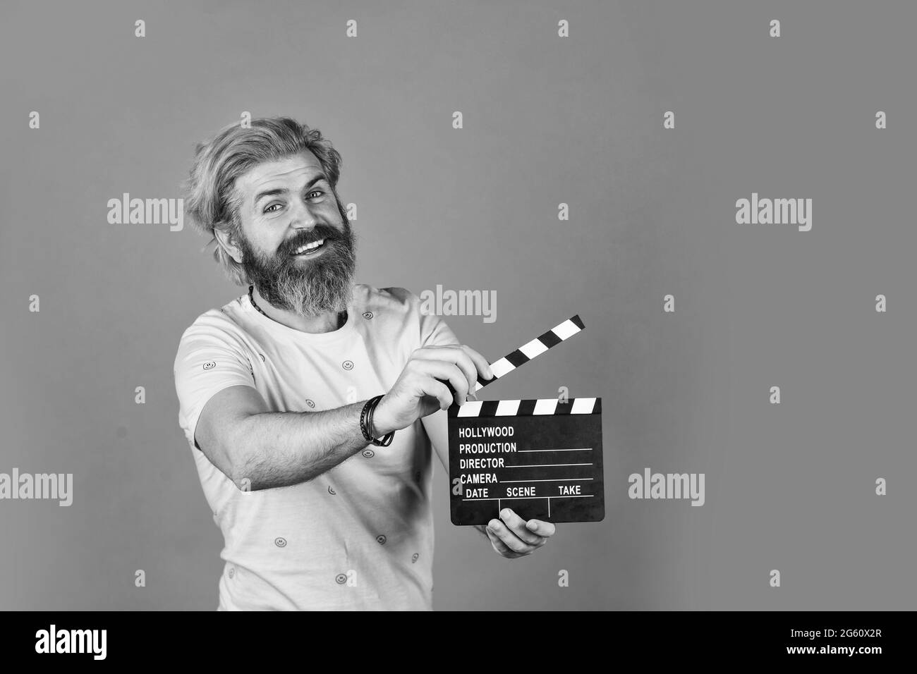 Professional male actor ready for shooting film. prepares for new scene ...