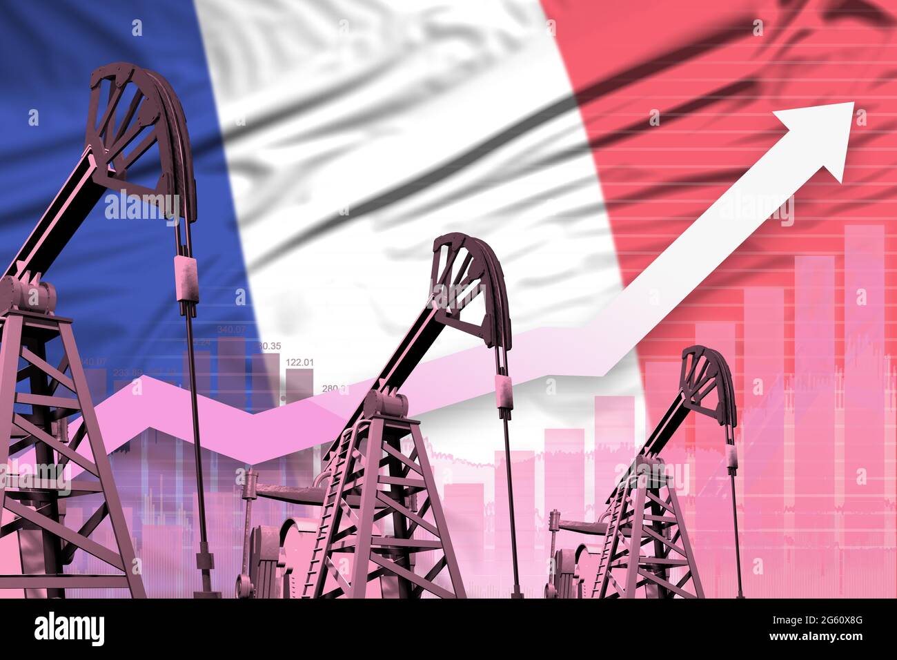 France oil industry concept, industrial illustration - rising up chart ...
