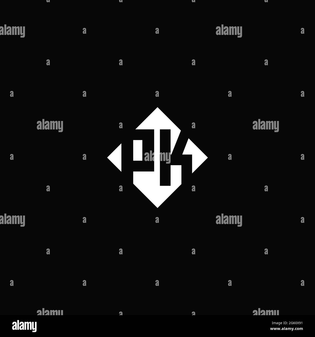 Monogram logo design with diamond square shape isolated on black ...