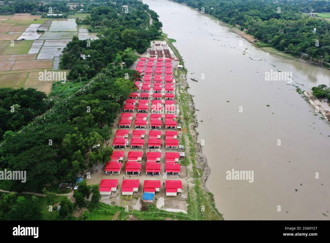 Gopalganj, Bangladesh - June 11, 2021: A bird’s eye view of the shelter ...