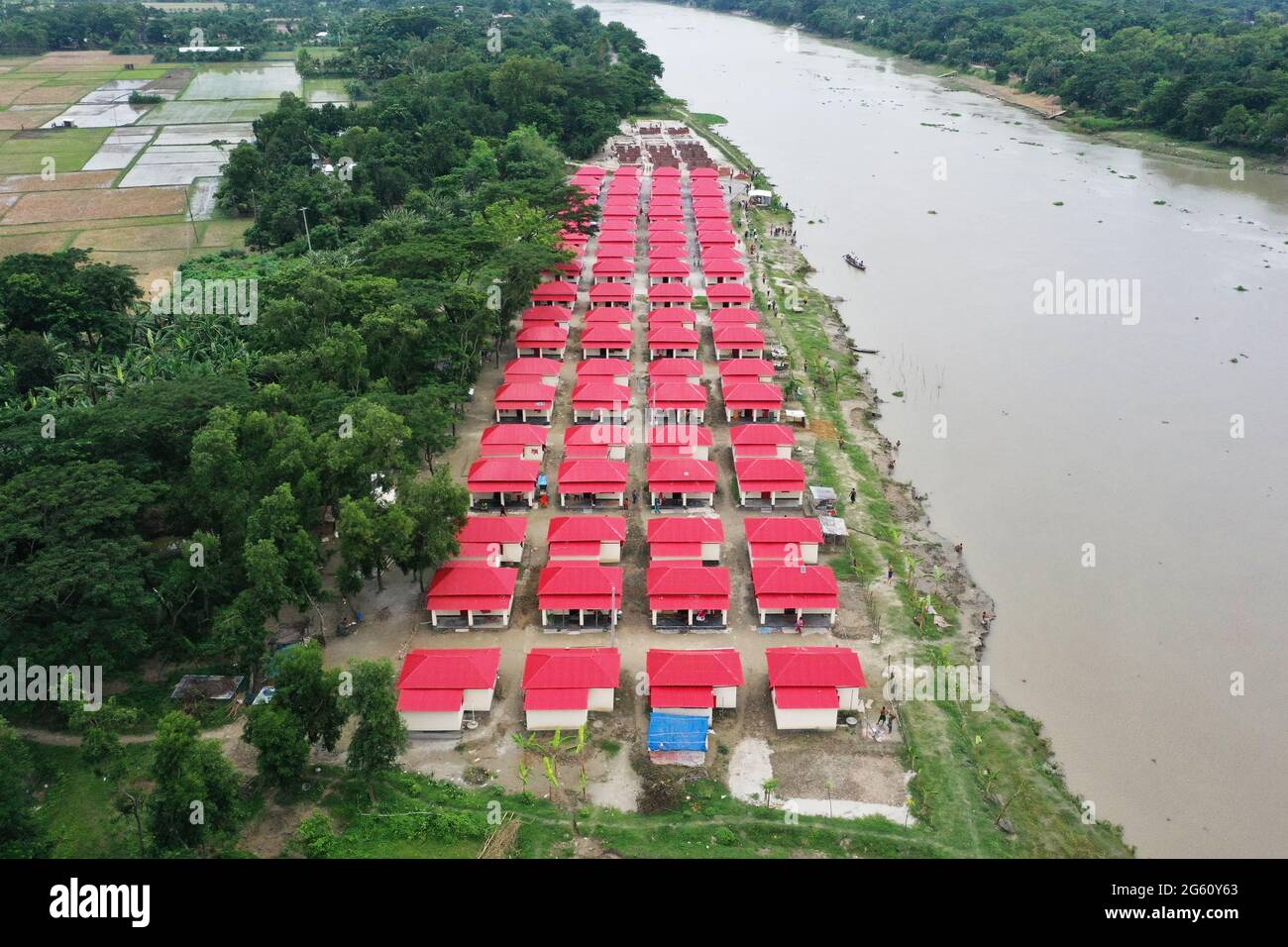 Gopalganj, Bangladesh - June 11, 2021: A bird’s eye view of the shelter ...