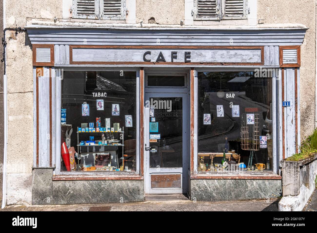 France, Cantal, Condat en Feniers, old cafe, regional natural park ...