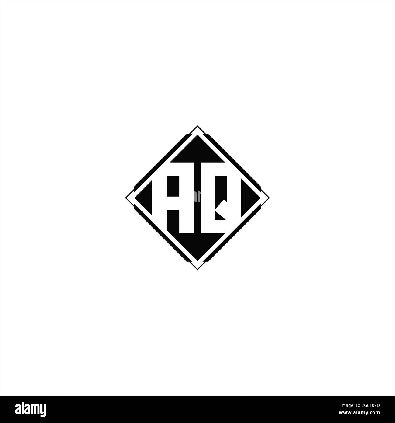Monogram logo design with diamond square shape isolated on black colors ...