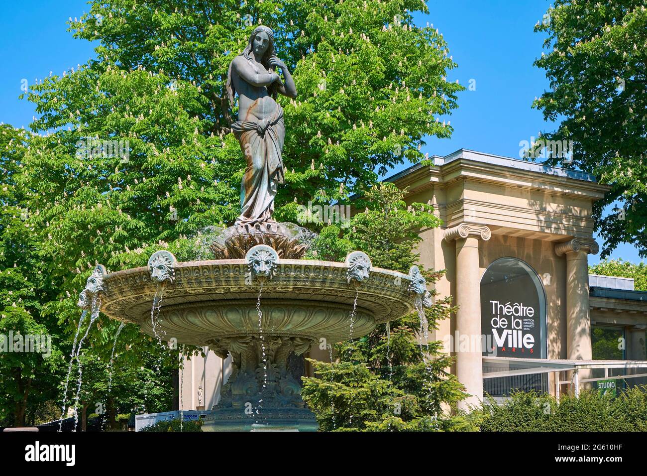 France, Paris, Champs Elysees garden, the Ambassadors fountain (or ...