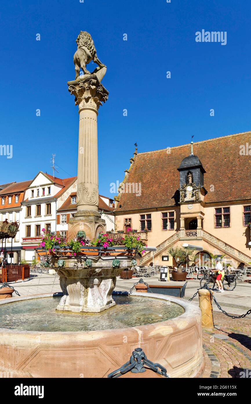 France, Bas Rhin, Molsheim, City Hall square (Place de l'Hotel de ville ...