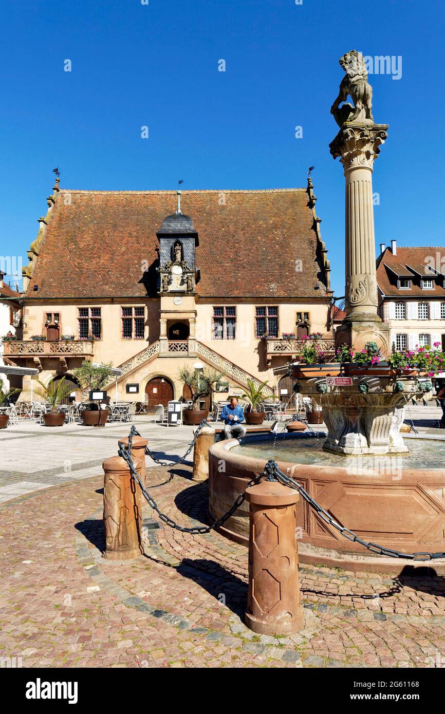 France, Bas Rhin, Molsheim, City Hall square (Place de l'Hotel de ville ...