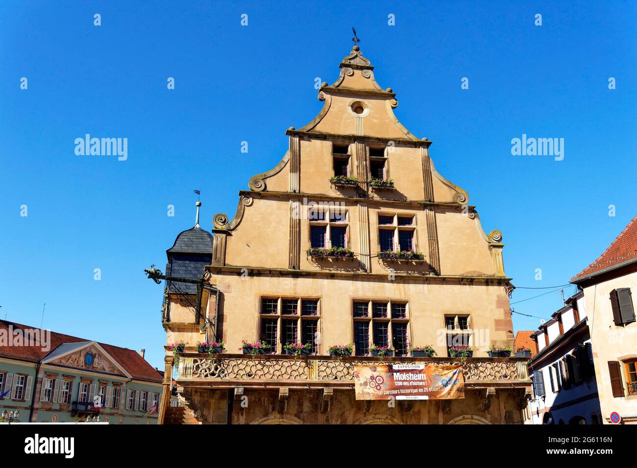 France, Bas Rhin, Molsheim, City Hall square (Place de l'Hotel de ville ...