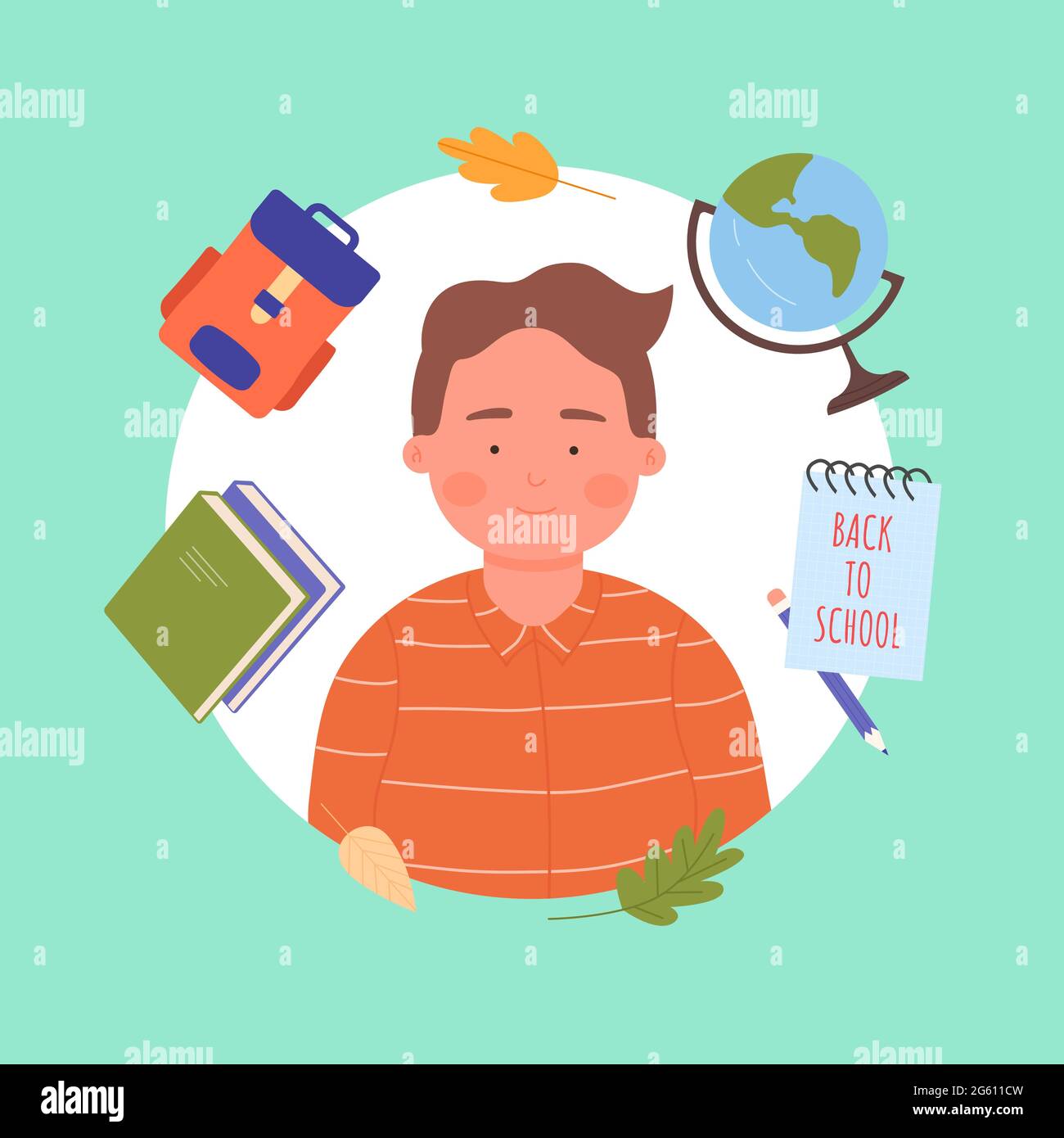 Back to school concept with happy girl student vector illustration ...