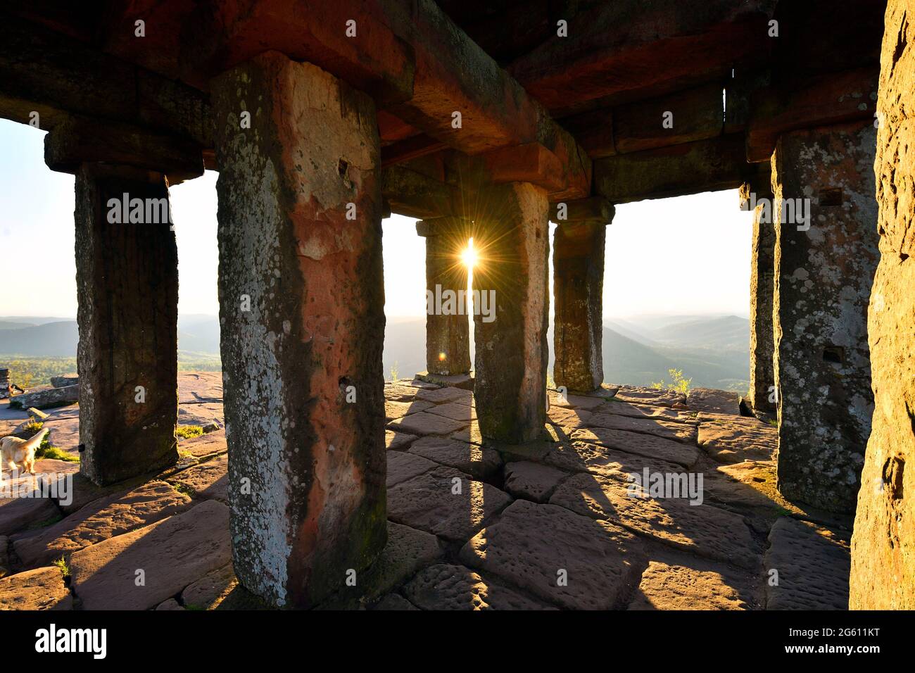 France, Bas Rhin, Grandfontaine, The small Roman temple at the top of ...