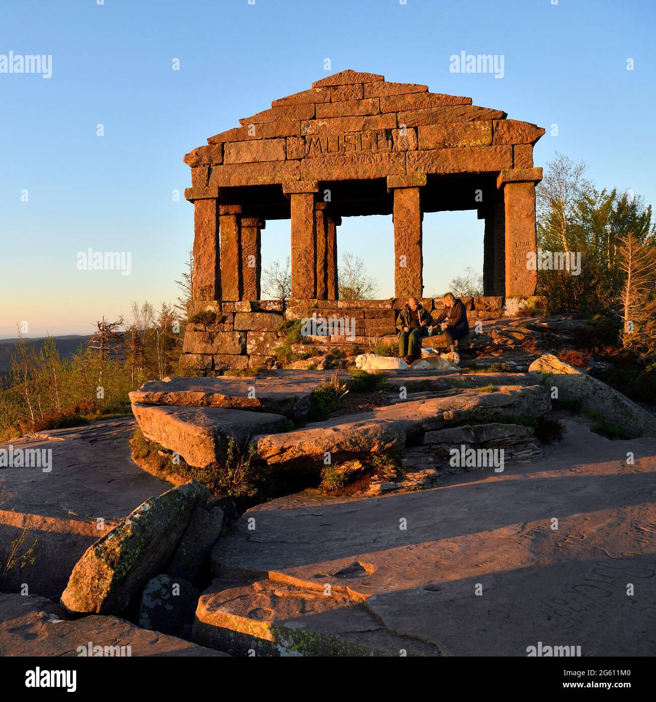 France, Bas Rhin, Grandfontaine, The small Roman temple at the top of ...