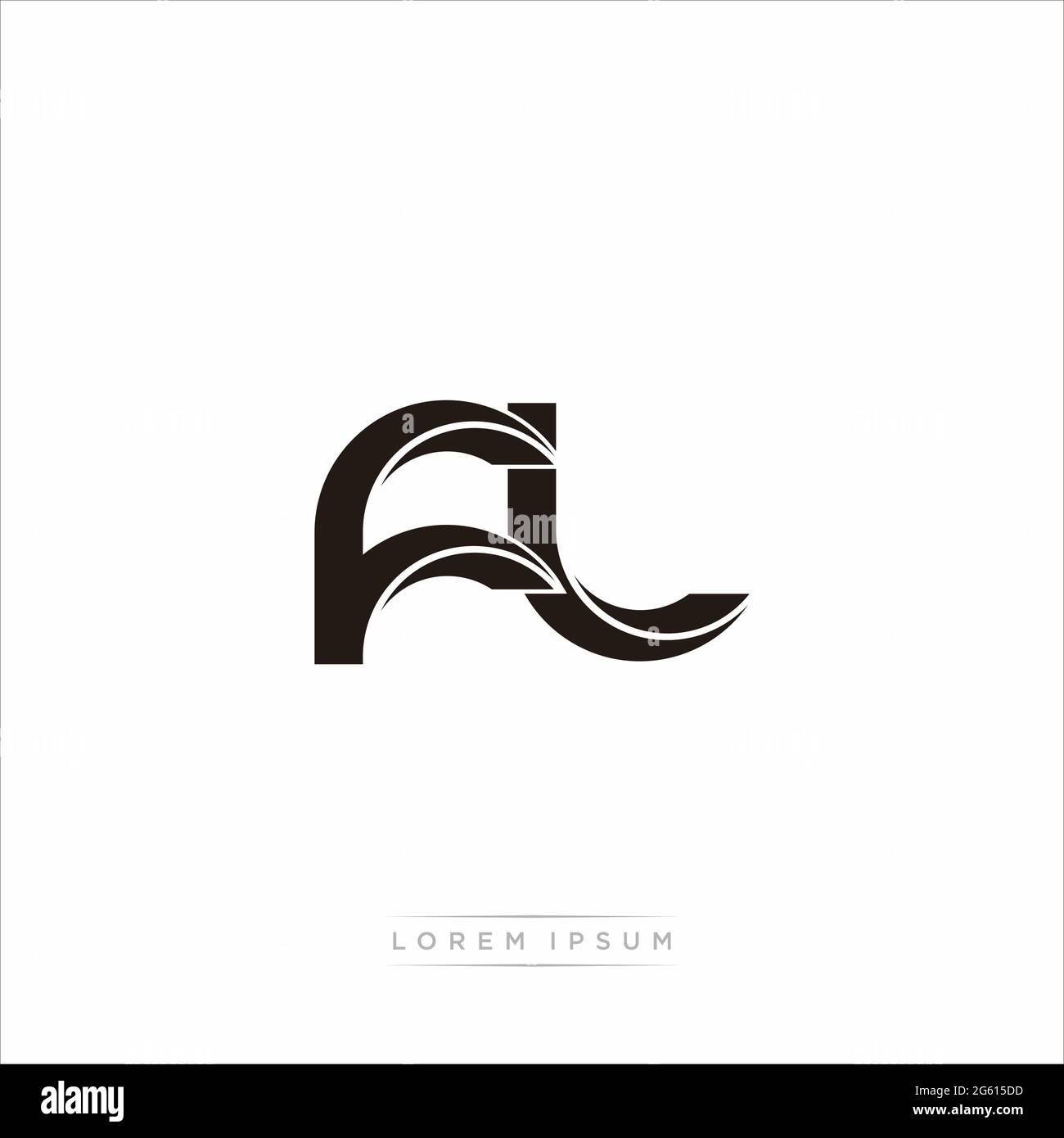 Initial Letter Split Lowercase Modern Monogram linked outline rounded ...