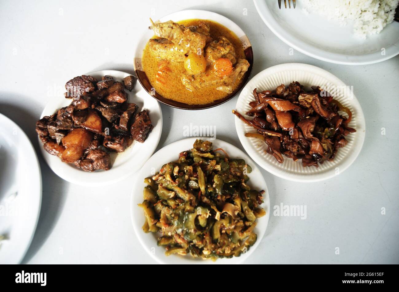 Filipino local food set on table serve lunch meal to philippine people ...