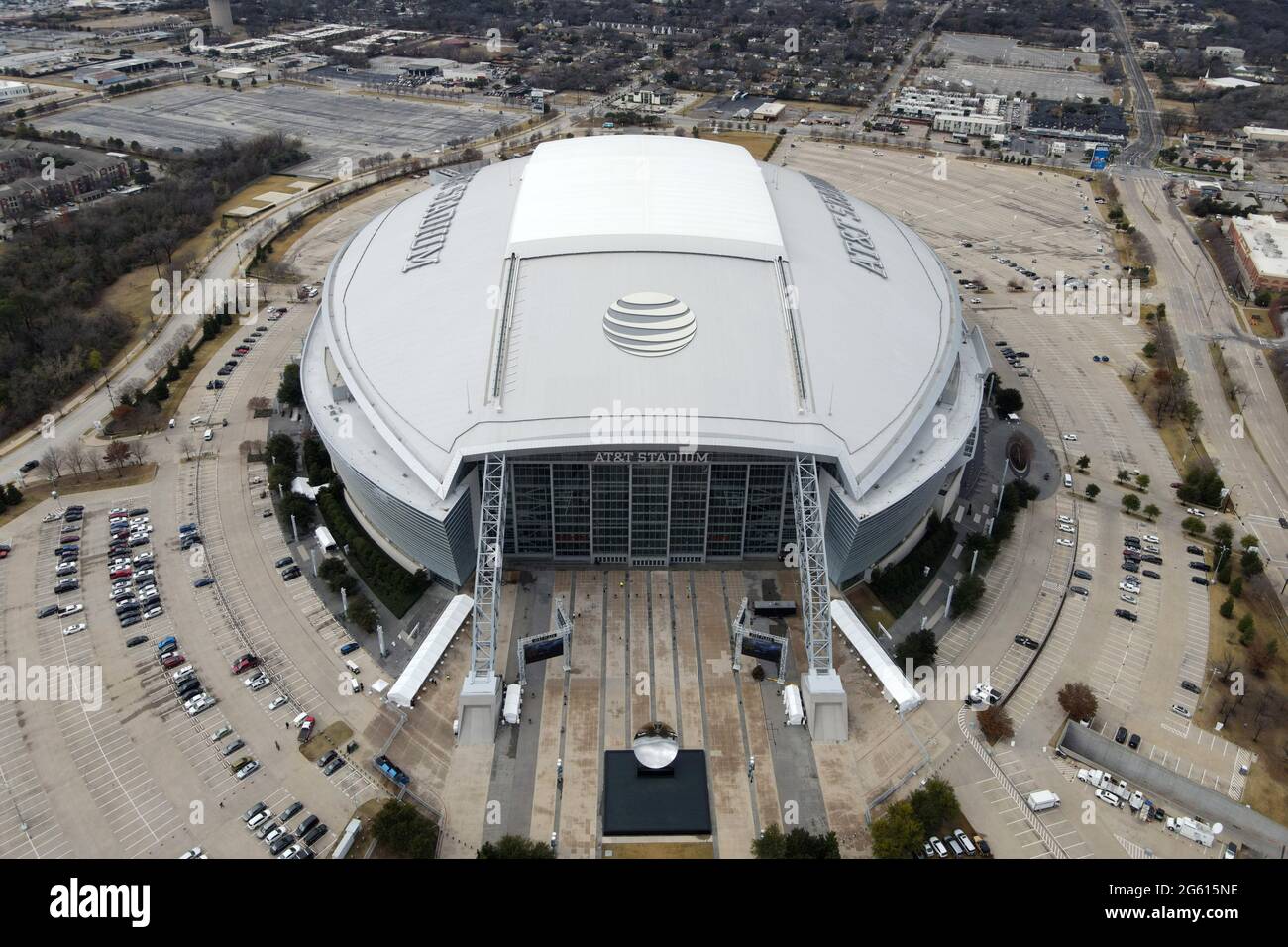 An aerial view of AT&T Stadium, Friday, Jan. 1, 2021, in Arlington, Tex ...