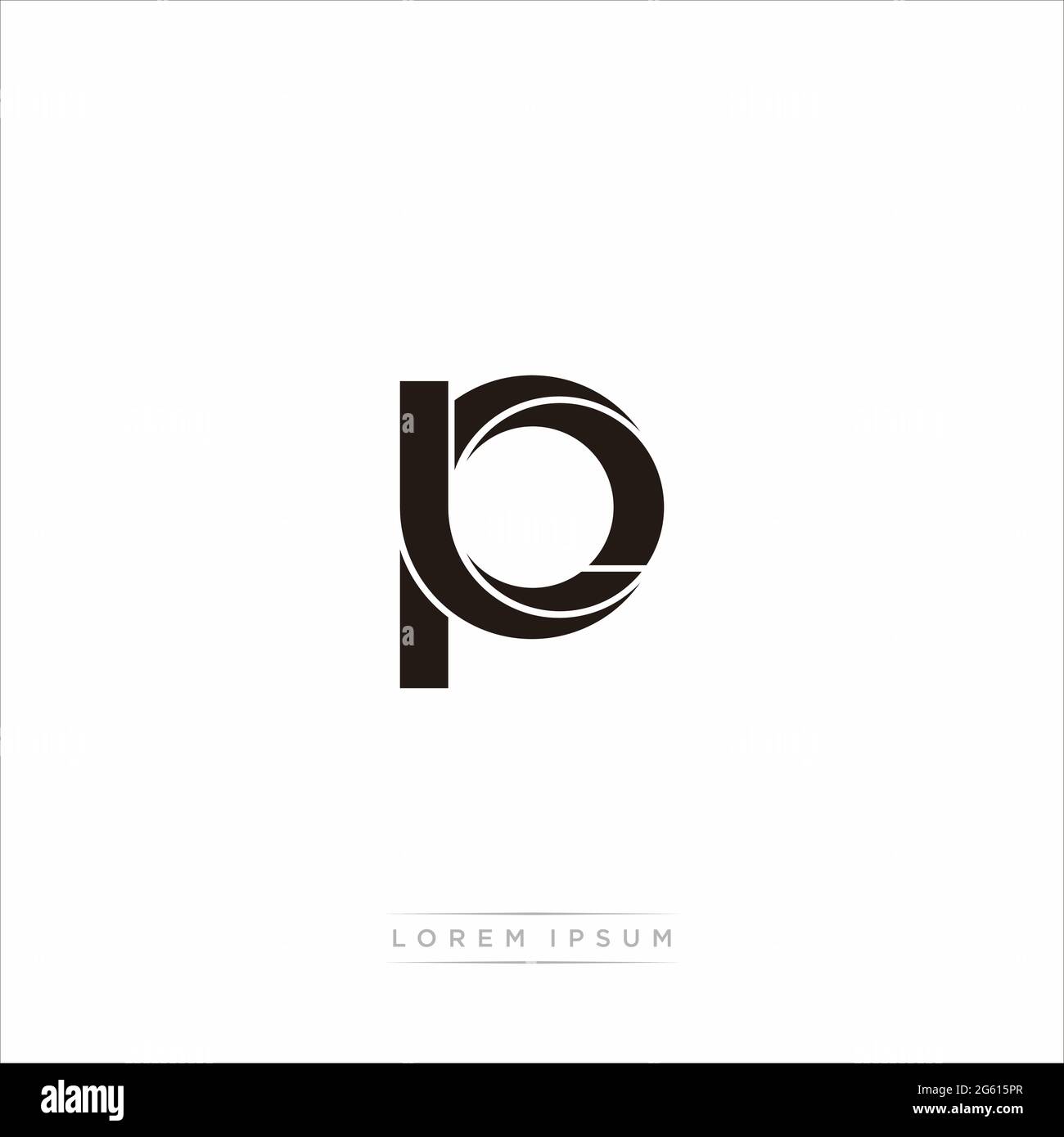 Initial Letter Split Lowercase Modern Monogram linked outline rounded ...