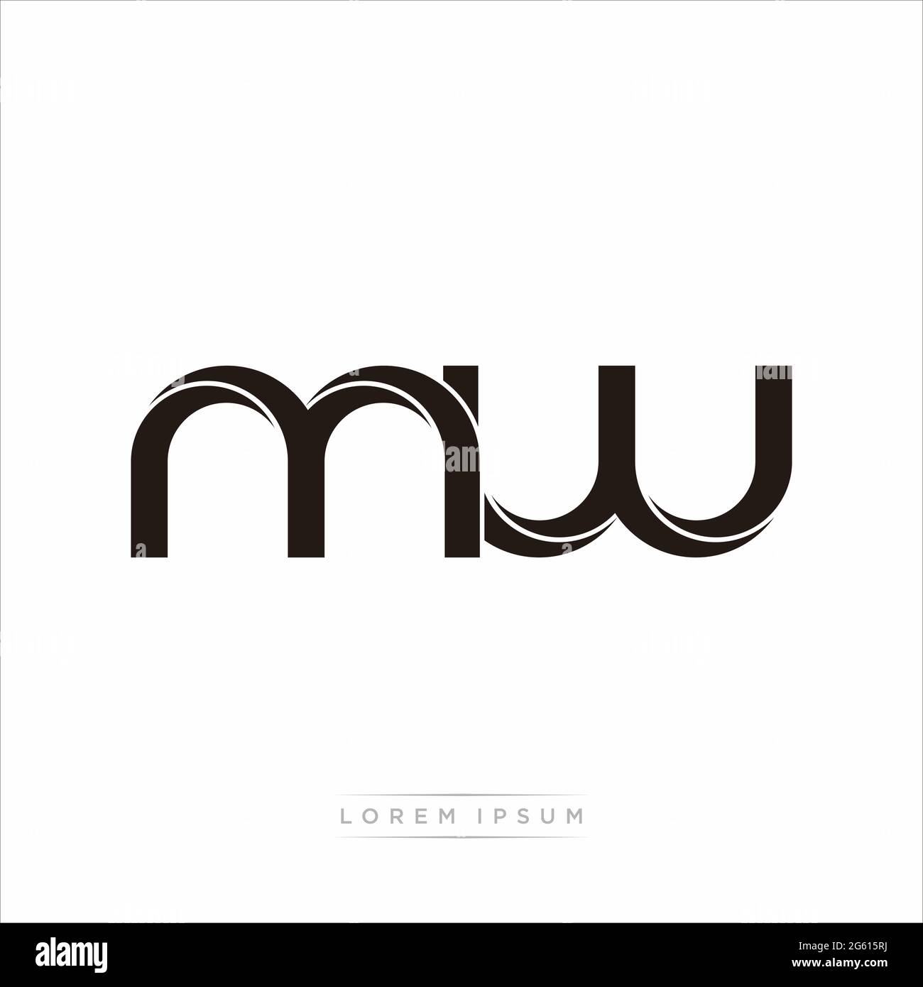 Initial Letter Split Lowercase Modern Monogram linked outline rounded ...