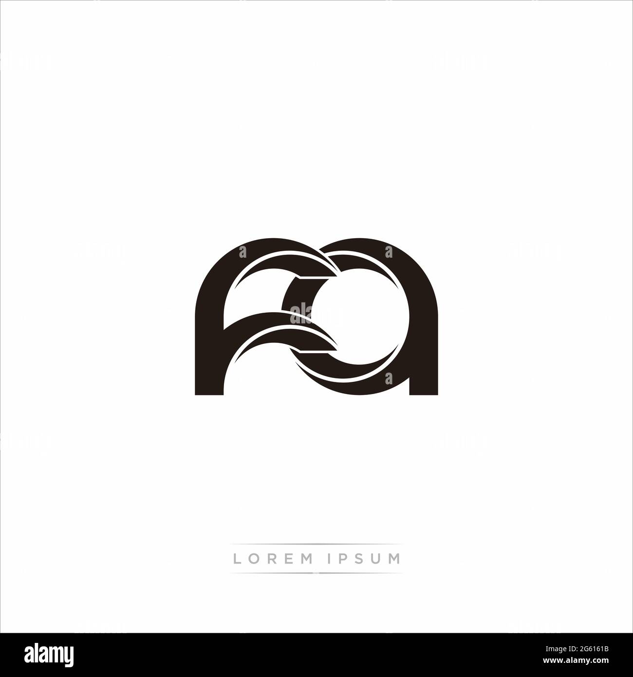 Initial Letter Split Lowercase Modern Monogram linked outline rounded ...