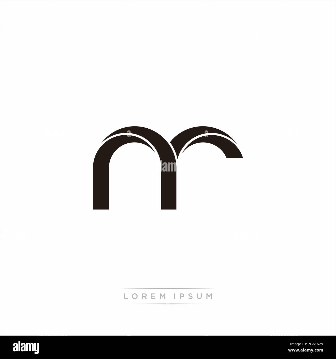 Initial Letter Split Lowercase Modern Monogram linked outline rounded ...