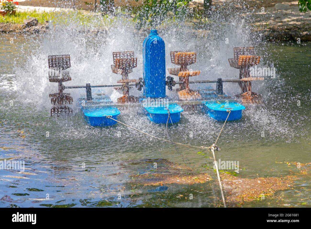 Rotating Paddle Wheels at Water in Aquaculture Pond Stock Photo - Alamy