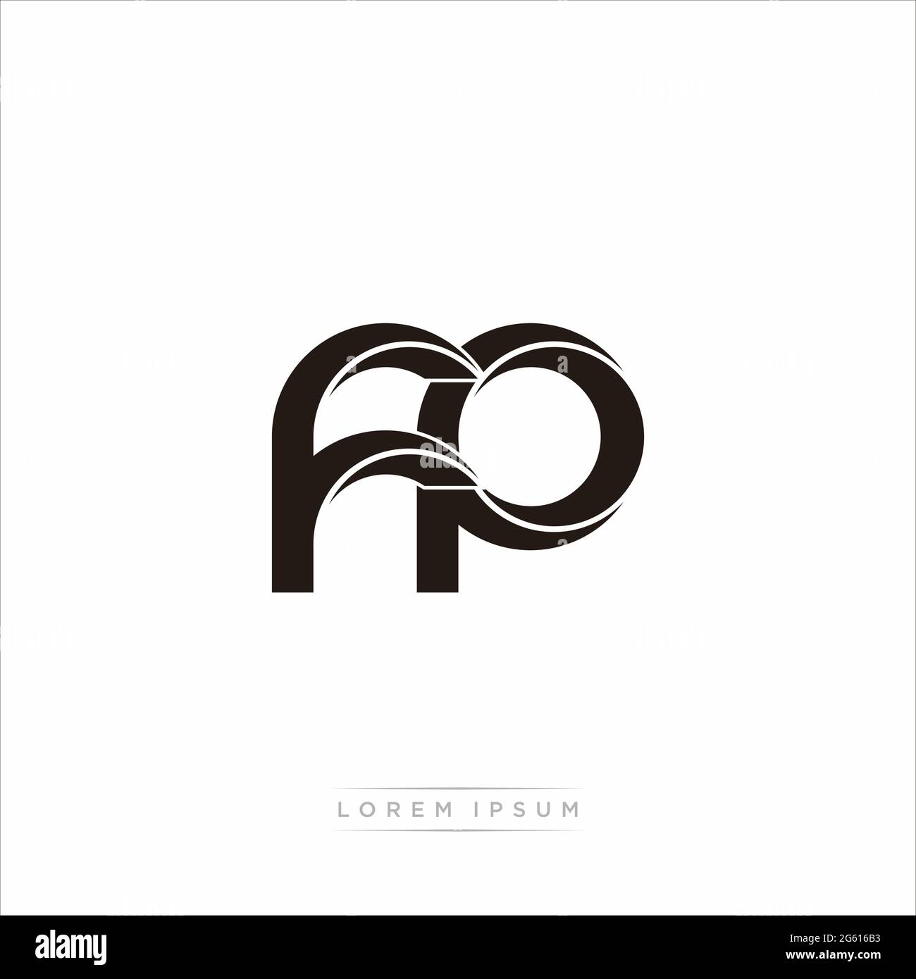 Initial Letter Split Lowercase Modern Monogram linked outline rounded ...