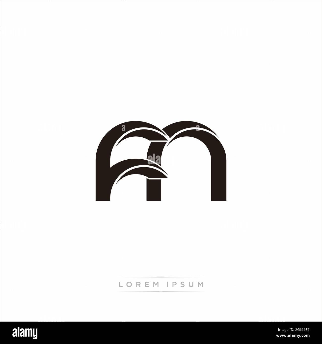 Initial Letter Split Lowercase Modern Monogram linked outline rounded logo isolated on white ...