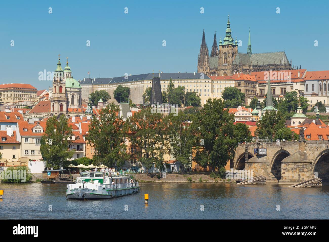 PRAGUE - June 23: Cruise ship Czechie sets sail on June 23, 2021 in ...
