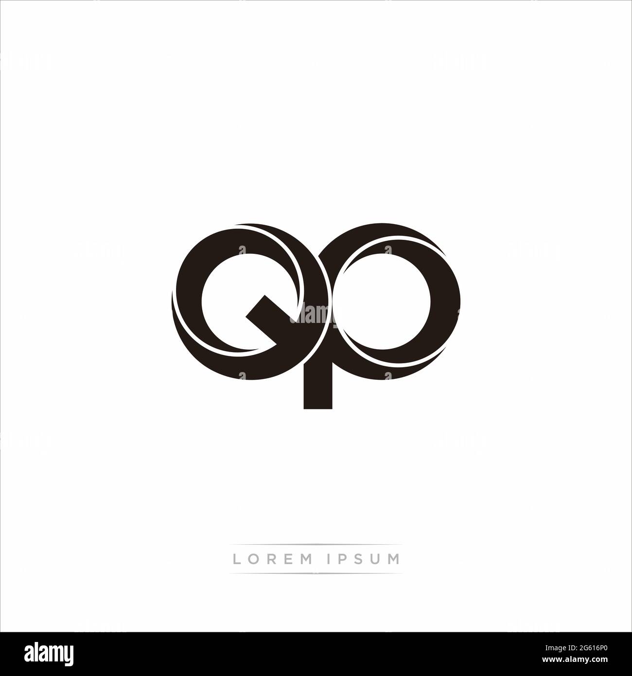 Initial Letter Split Lowercase Modern Monogram linked outline rounded ...